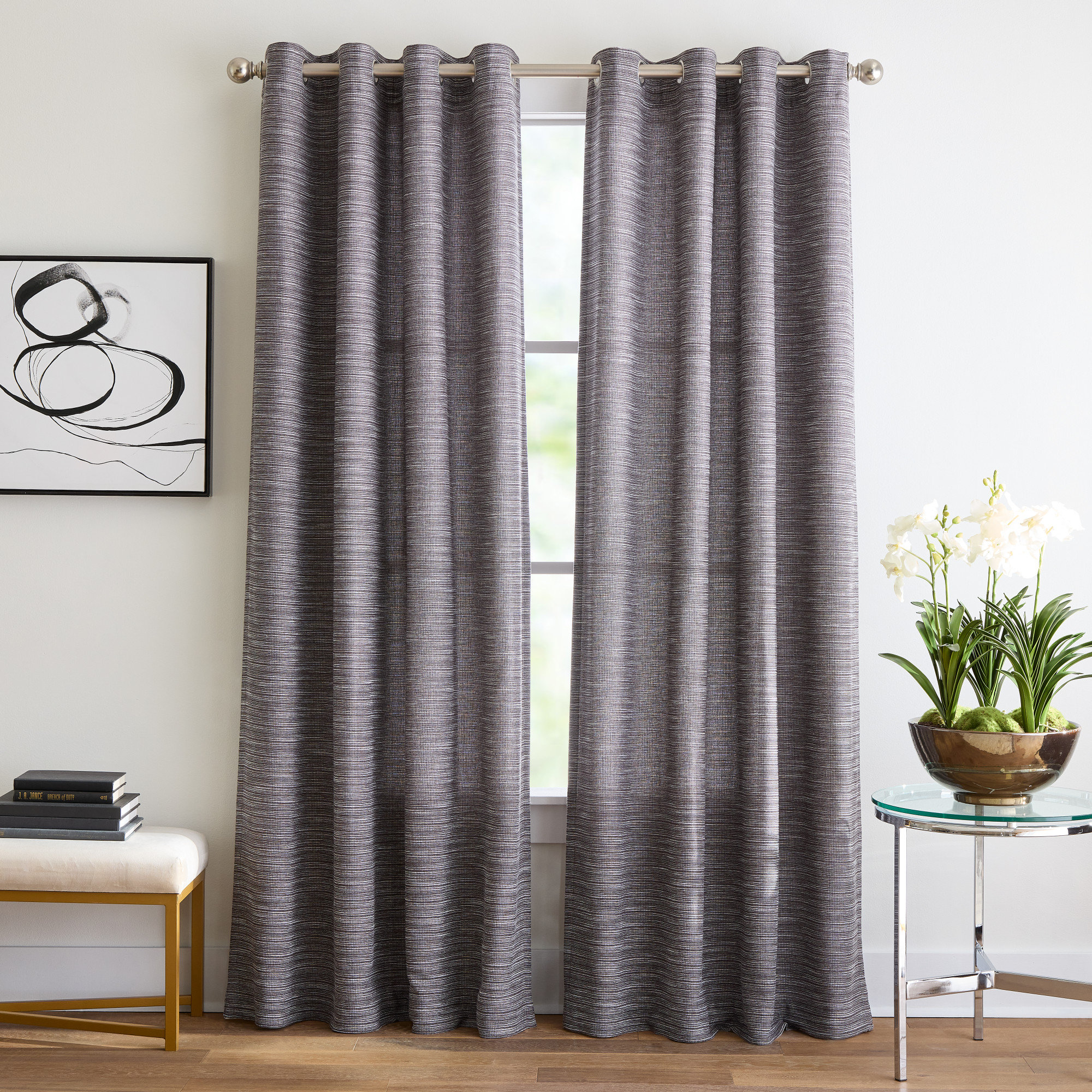 Martha Stewart Dayton 50 Curtain Panel Pair Charcoal | Wayfair