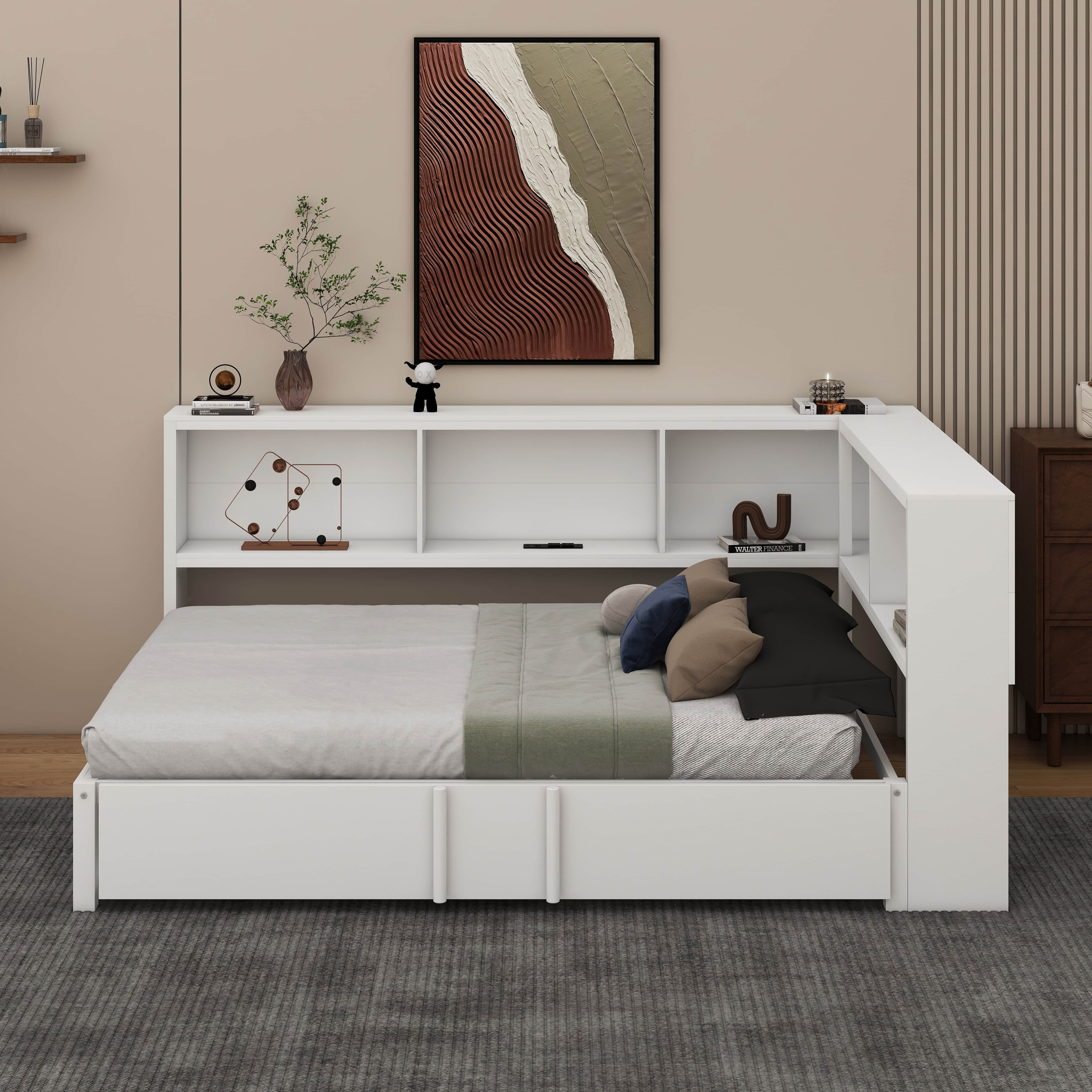 Latitude Run® Full Size Metal Daybed With Trundle,Cabinets And USB ...