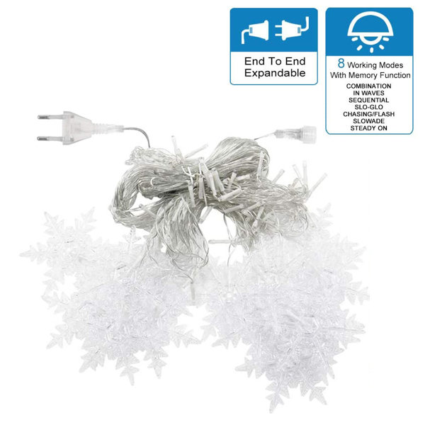 The Holiday Aisle® 11.5FT 96LED Snowflake String Lights & Reviews ...