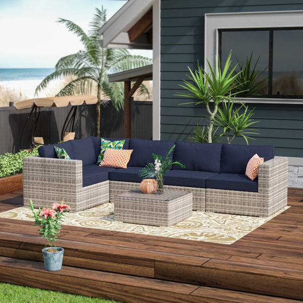 Sol 72 Outdoor™ Lazaro Wicker Fully Assembled 5 Person Seating Group ...