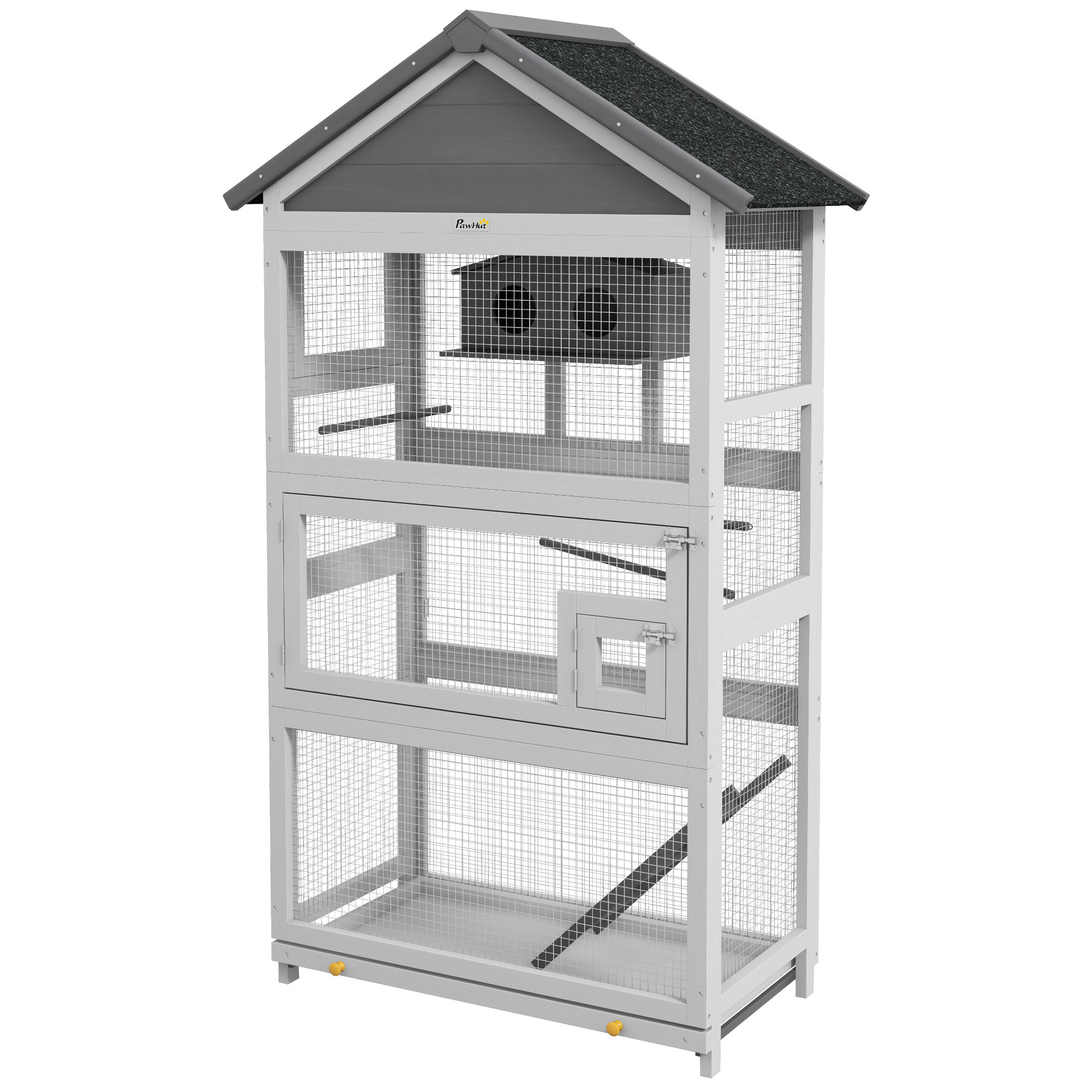 Tucker Murphy Pet™ PawHut Wooden Bird Aviary, 67" Outdoor Bird Cage ...