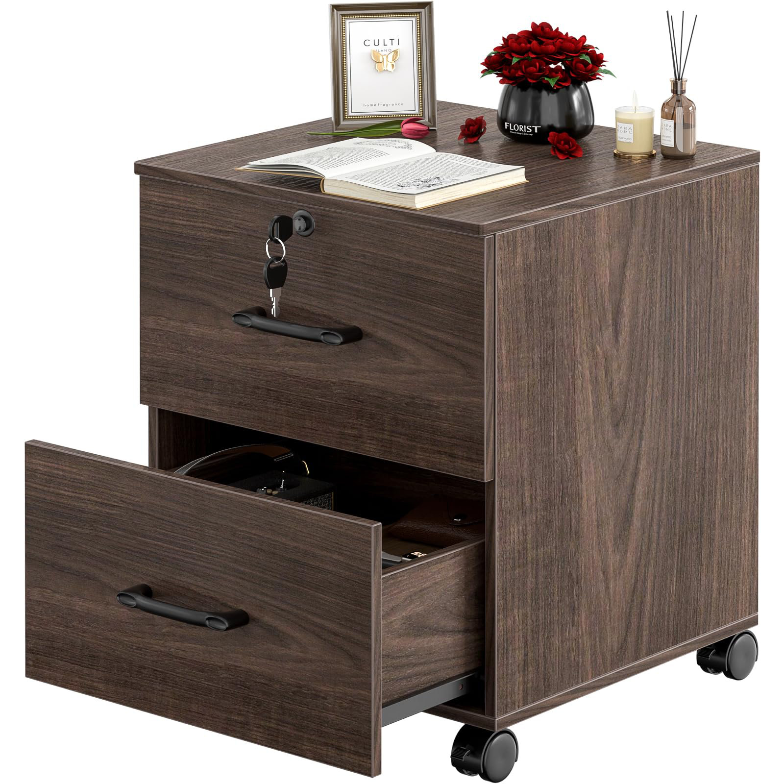 Inbox Zero Two Drawers End Table With Lock - Wayfair Canada