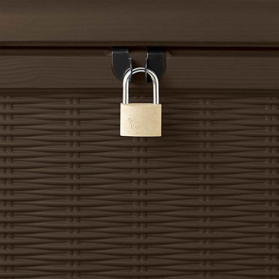 Keter Borneo 110 Gallon Rattan Wicker Resin Patio Deck Storage Box ...