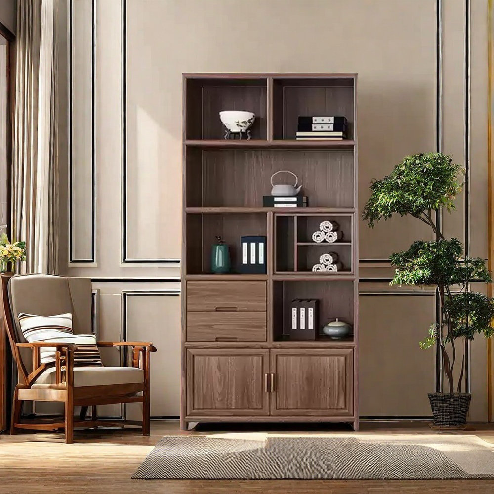 Parttlion New Chinese style solid wood elm bookcase | Wayfair