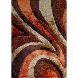Orren Ellis Hoya Handmade Tufted Brown/Orange Area Rug & Reviews | Wayfair