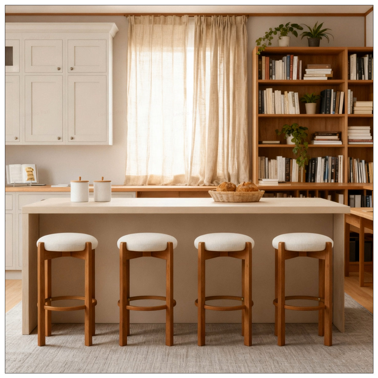 Mercer41 Indoor Wooden Upholstered Barstool, Upholstery, Combining ...