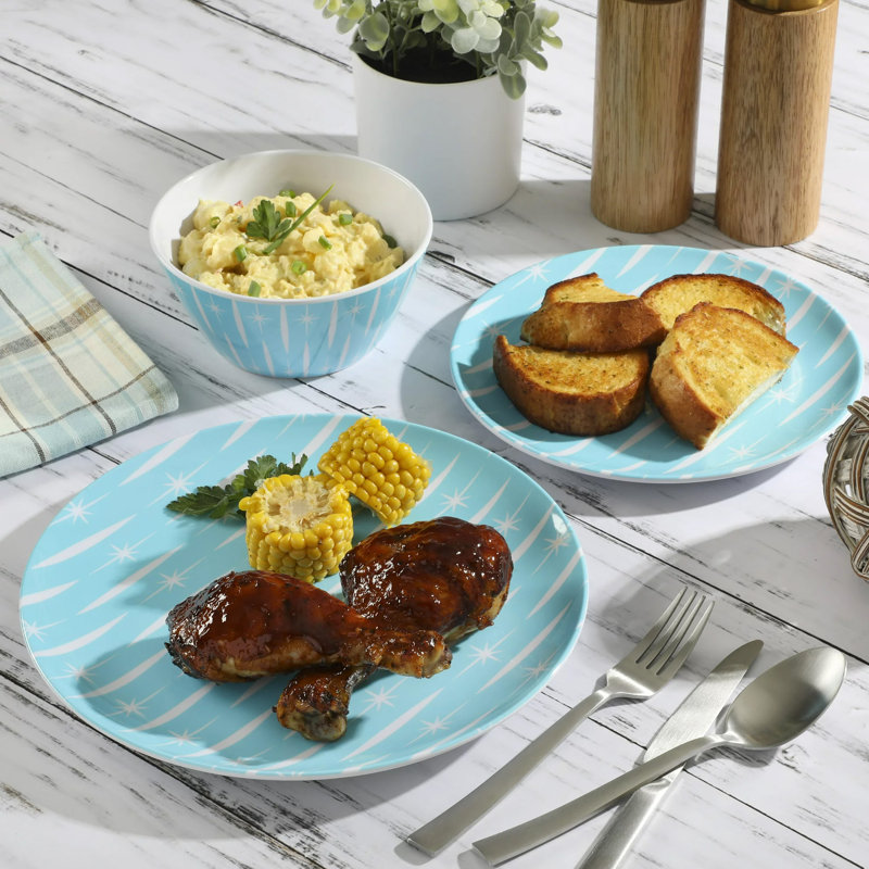 Ebern Designs 12 Piece Melamine Geometric Dinnerware Set | Wayfair