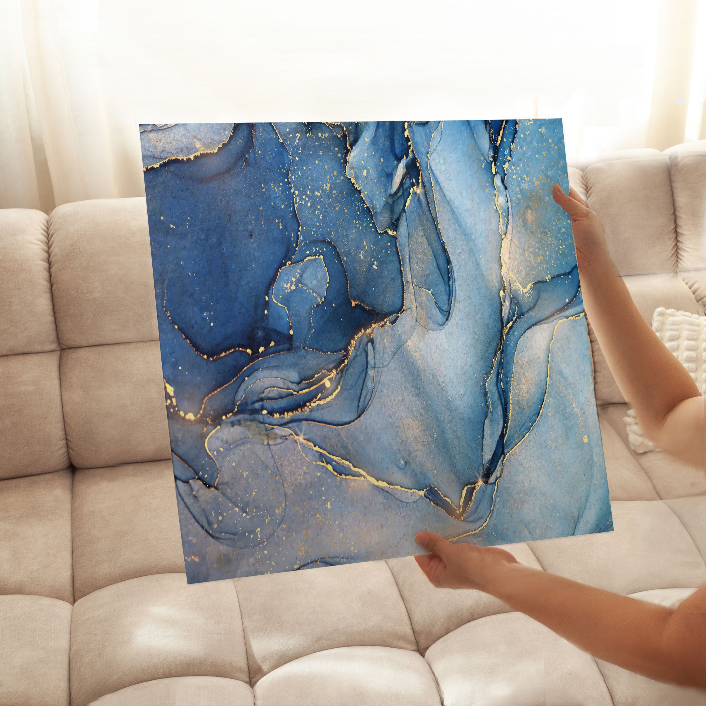 Mercer41 Abstract Blue Crystal Fractals Modern Unframed Art Print | Wayfair
