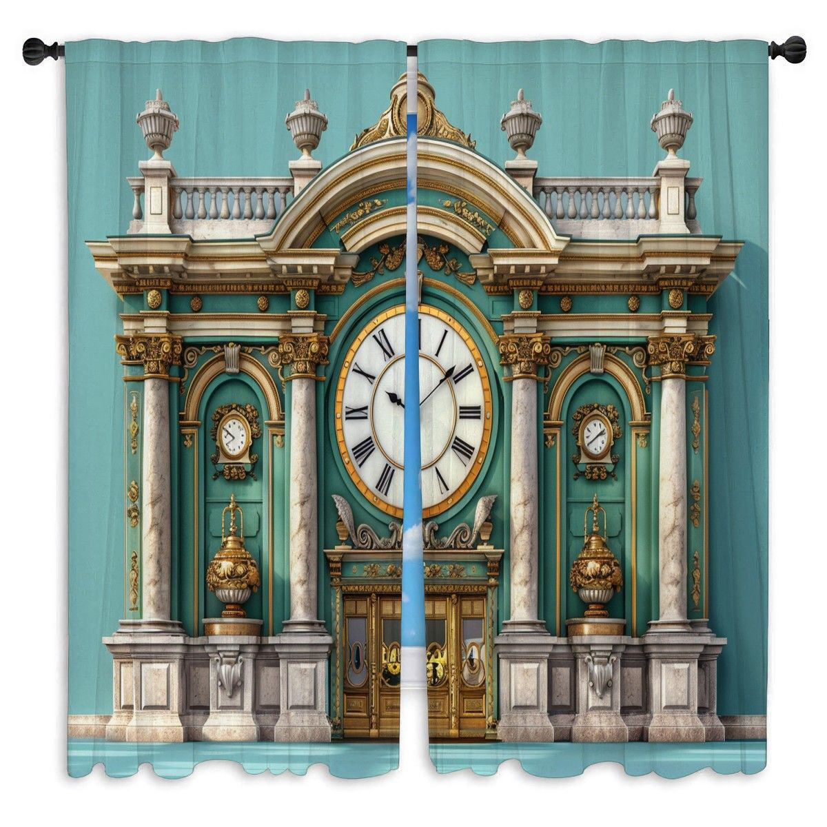 East Urban Home Grand clock Window Curtains Architectural Classic ...