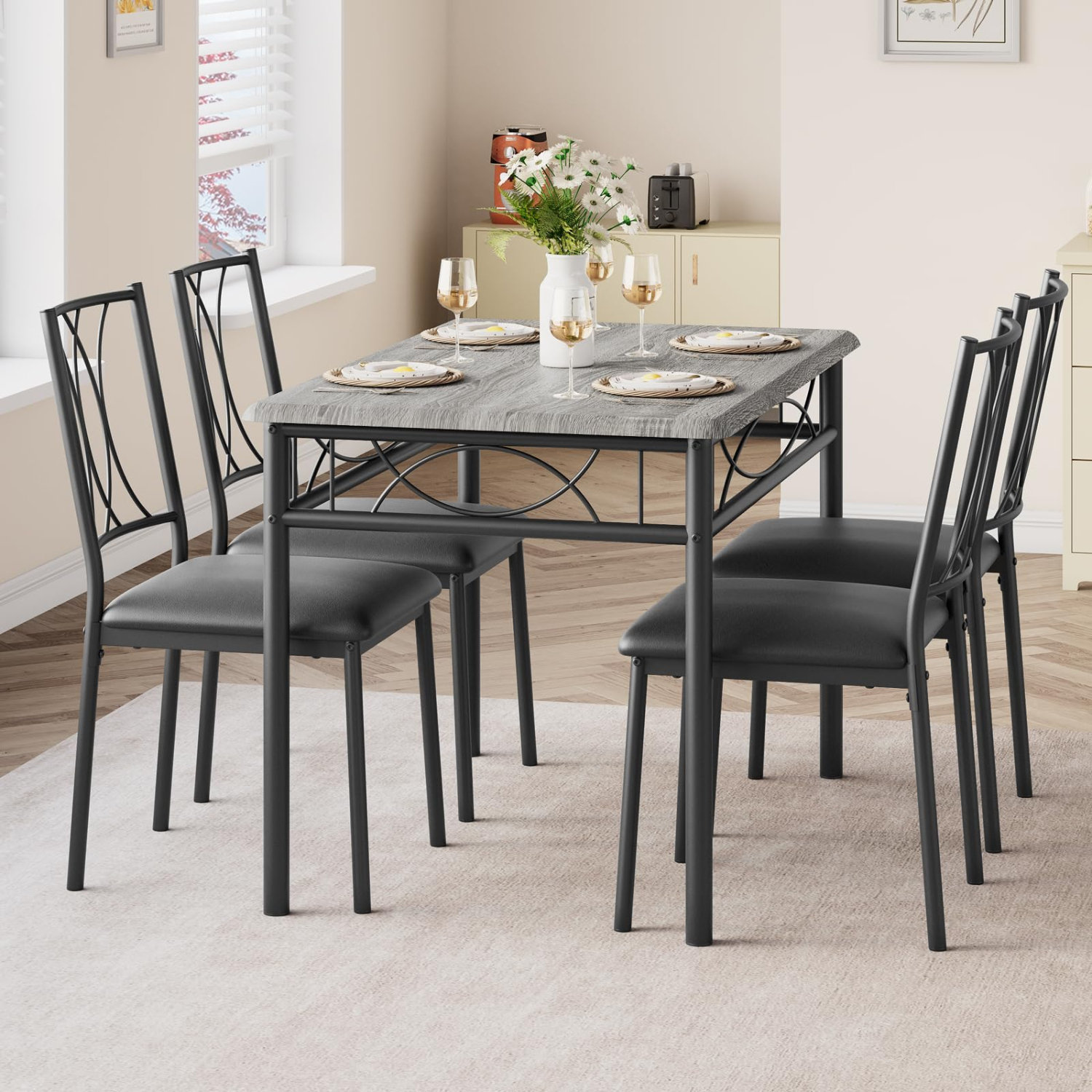 Orblue Dining Table Set For 4, Kitchen Table And Chairs Set For 4 ...