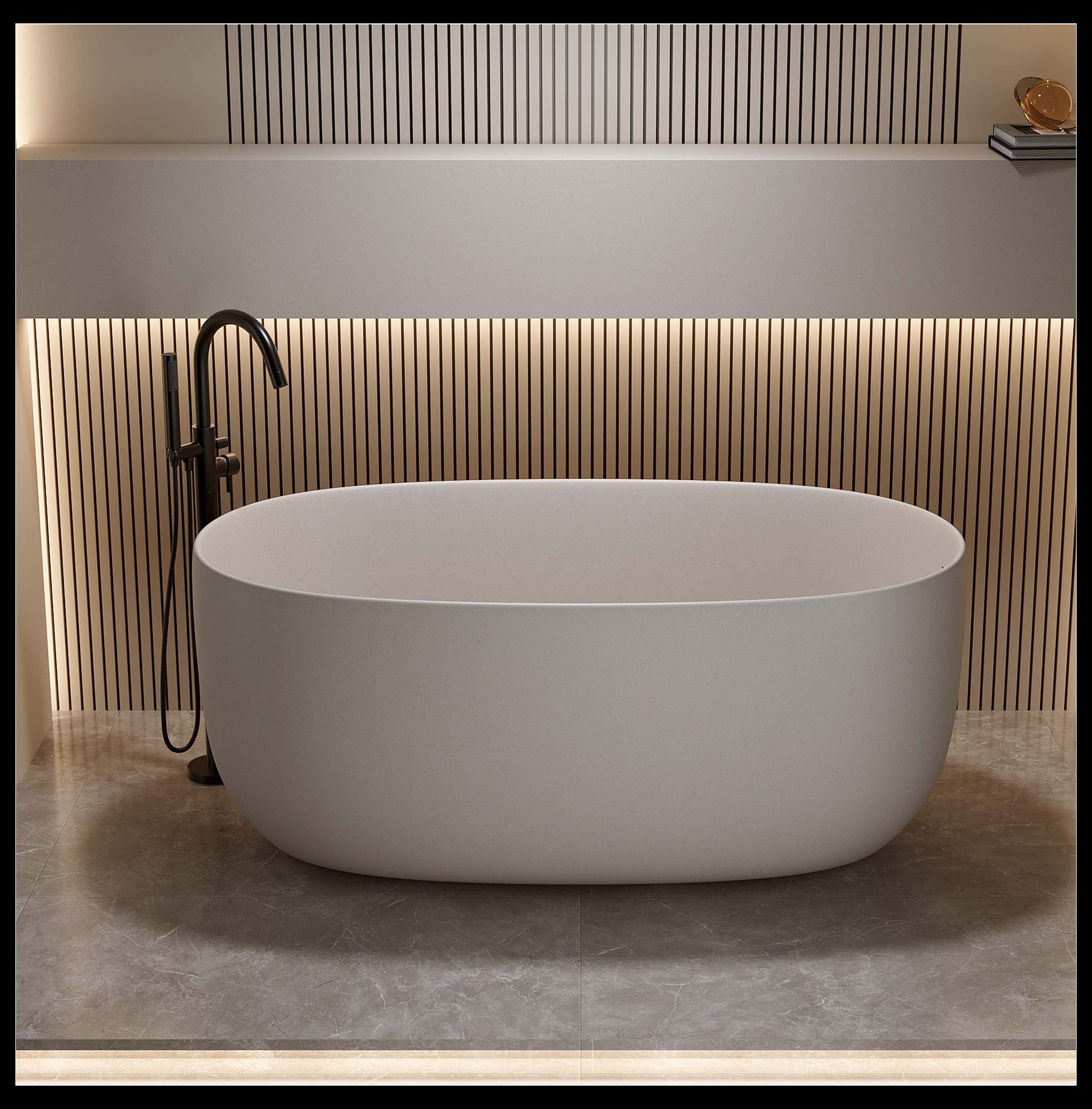 Beyong 47'' Freestanding Bathtub Resin Stone Soaking Bathtub Solid ...