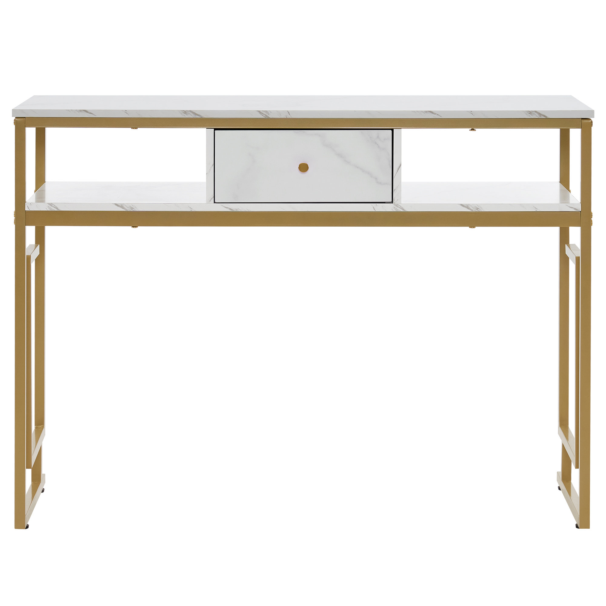 Mercer41 Kezzia Simplistic Makeup Vanity Desk with Middle Drawer and ...