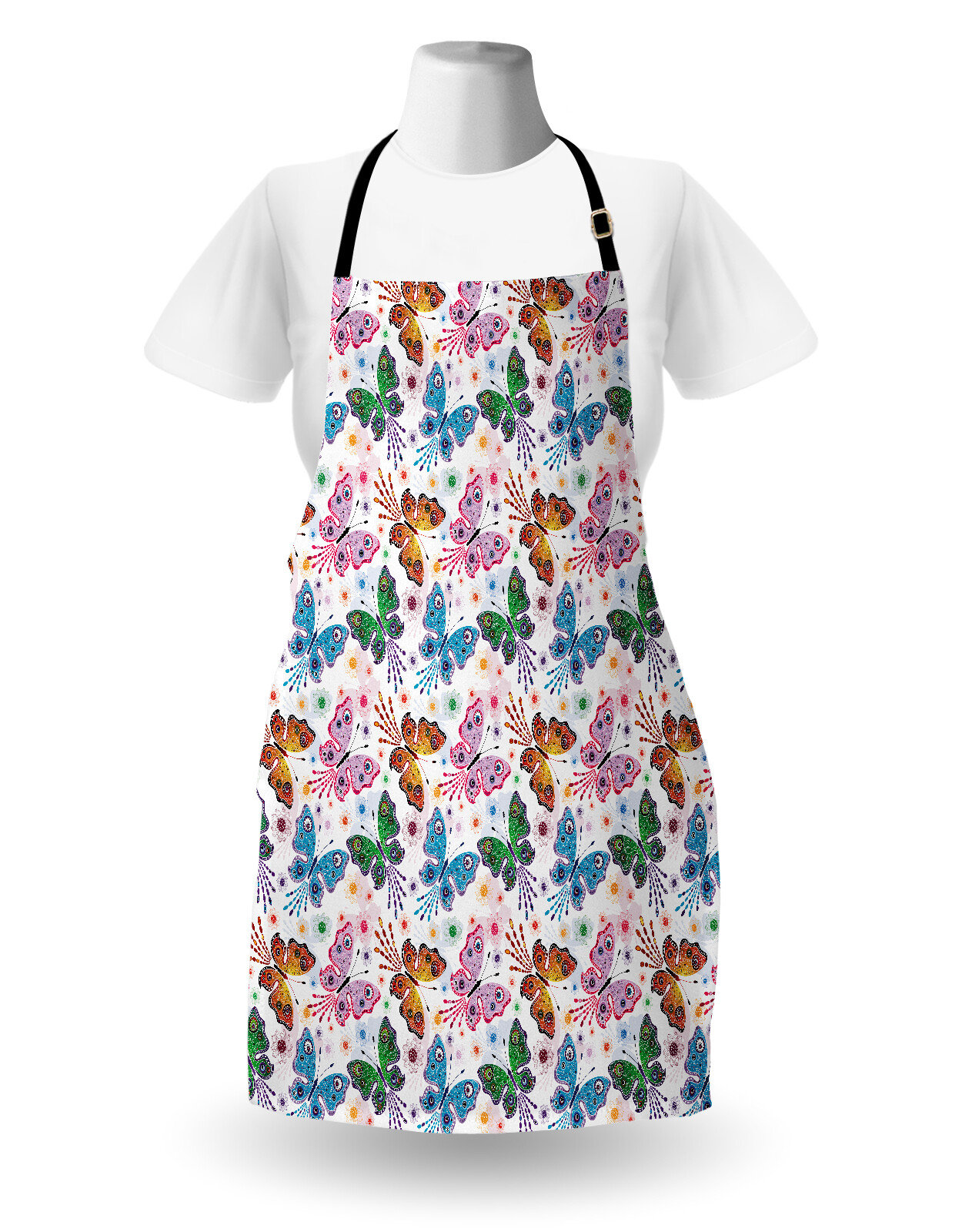 East Urban Home Butterfly Apron Unisex, Floral Vibrant Ethnic, Adult ...
