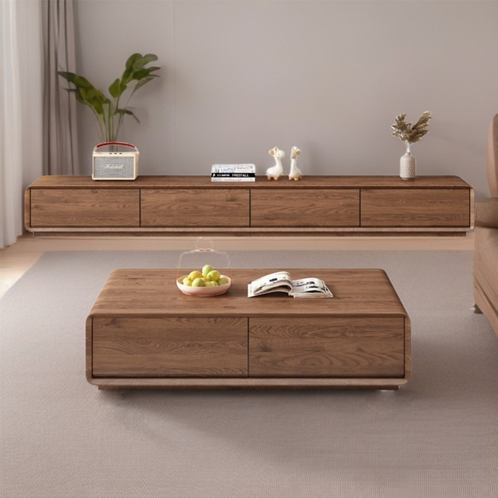 Aurora Craft EO Grade Solid Wood Modern TV Stand Coffee Table 2 - Piece ...