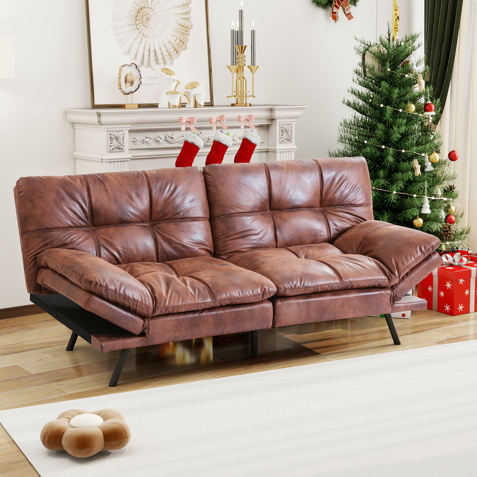 George Oliver & Unia ！！ Futon Sofa Bed with Adjustable Armrests ...