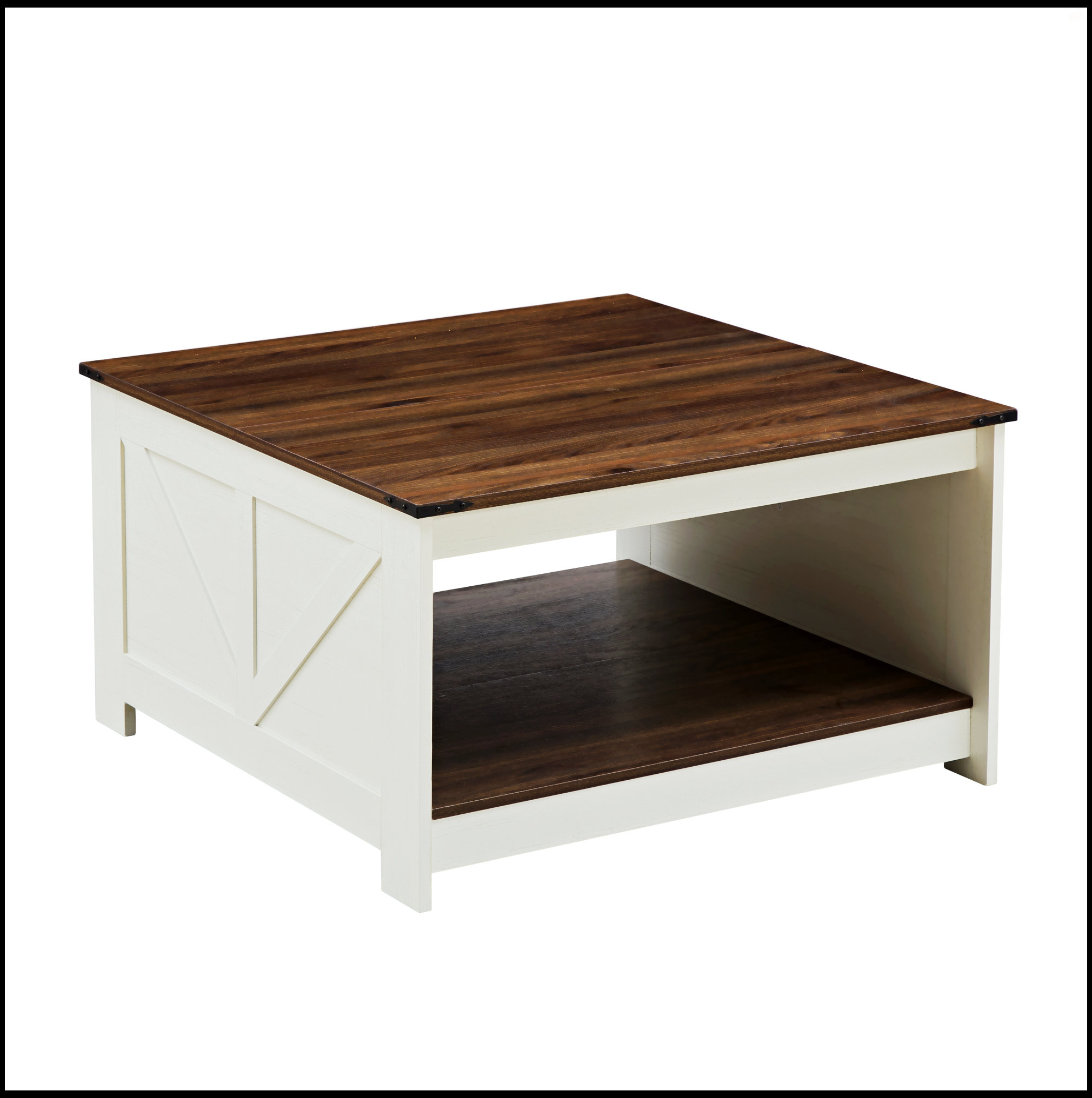 Gracie Oaks Coffee Table Farmhouse Coffee Table With Storage Rustic ...