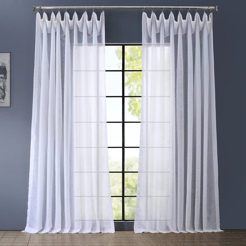 Alcott Hill® Apollo Extra Wide Voile Sheer Curtains for Bedroom Double ...
