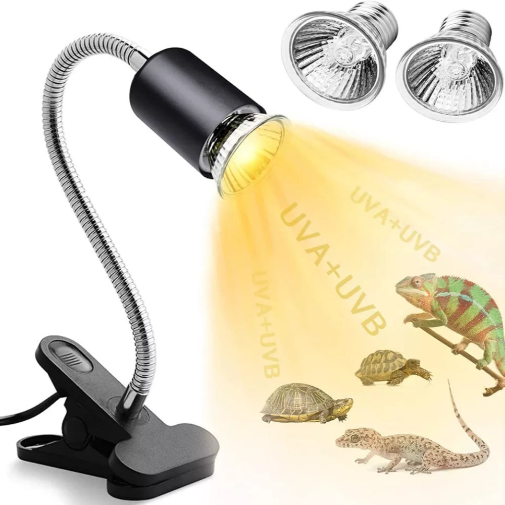 Arlmont & Co. Reptile Heat Lamp Turtle Lizard 2 Bulb Adjustable Basking ...