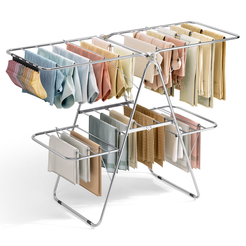 Rebrilliant Metal Clothes Drying Rack with 4 Wings, Stainless Steel ...