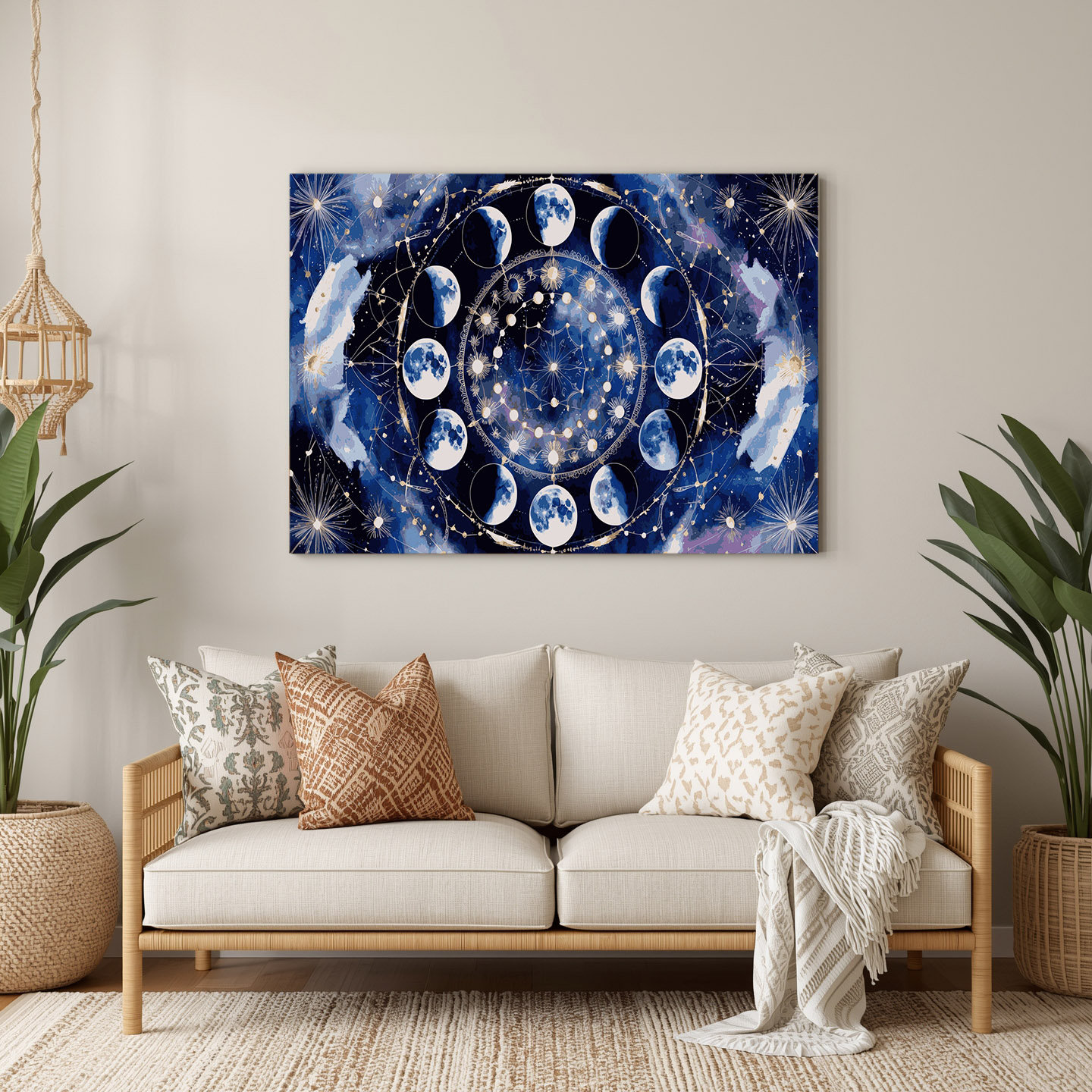 Orren Ellis Space Moon phases composite Blue Metal Wall Art | Wayfair