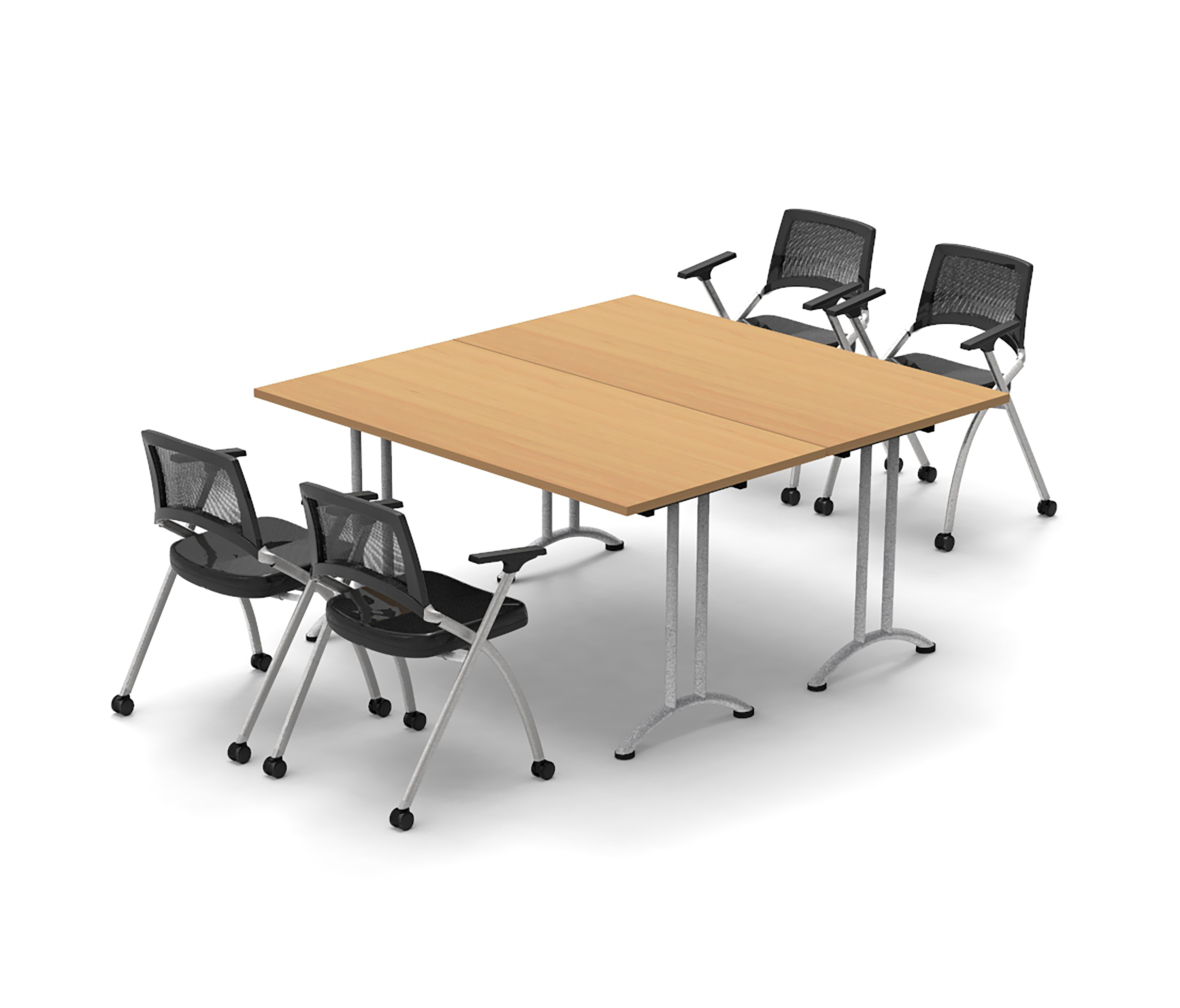 Inbox Zero Albertina 4 Person Conference Meeting Tables with 4 Chairs ...