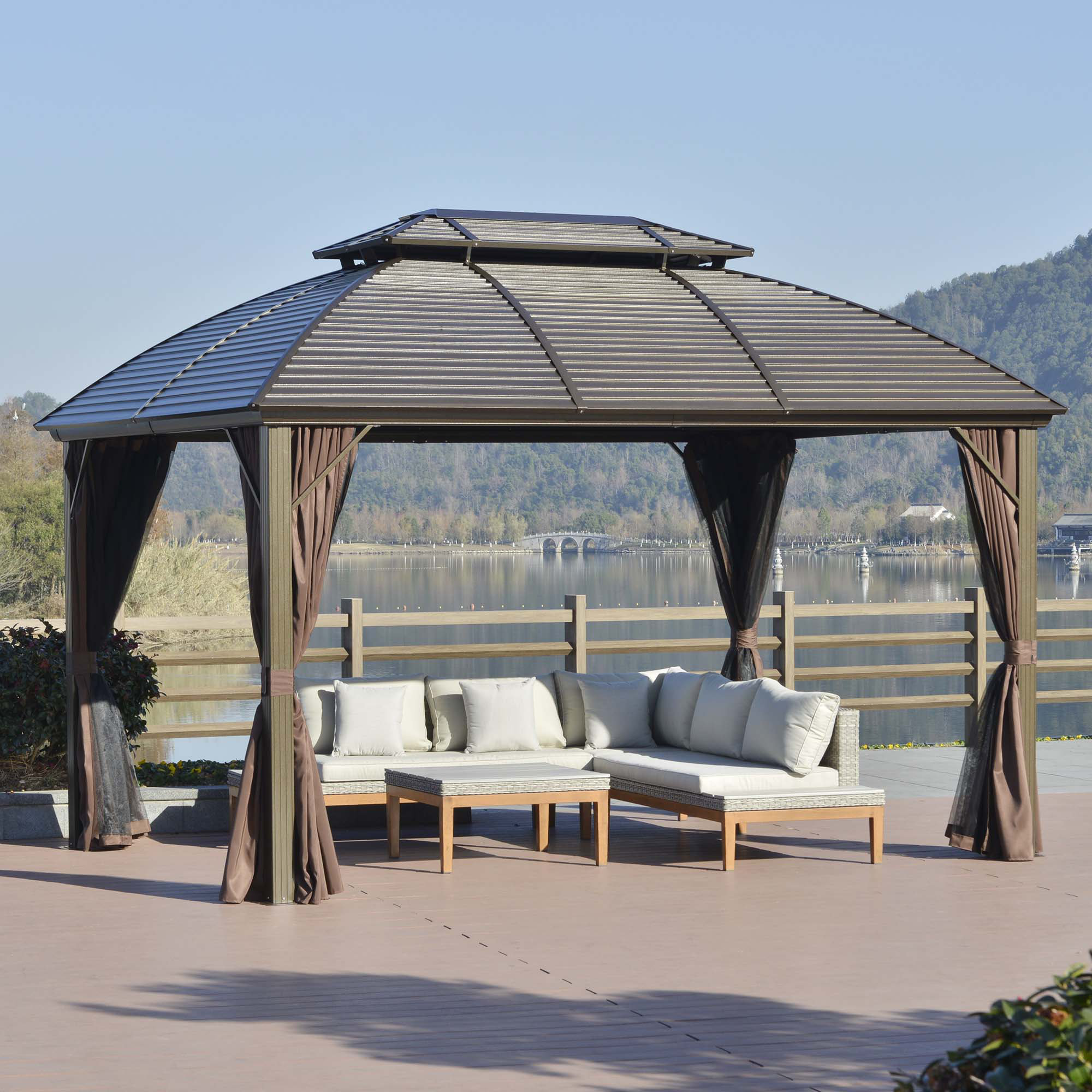 Greenhome Trade Hardtop Gazebo Canopy With Galvanized Steel Double Roof ...