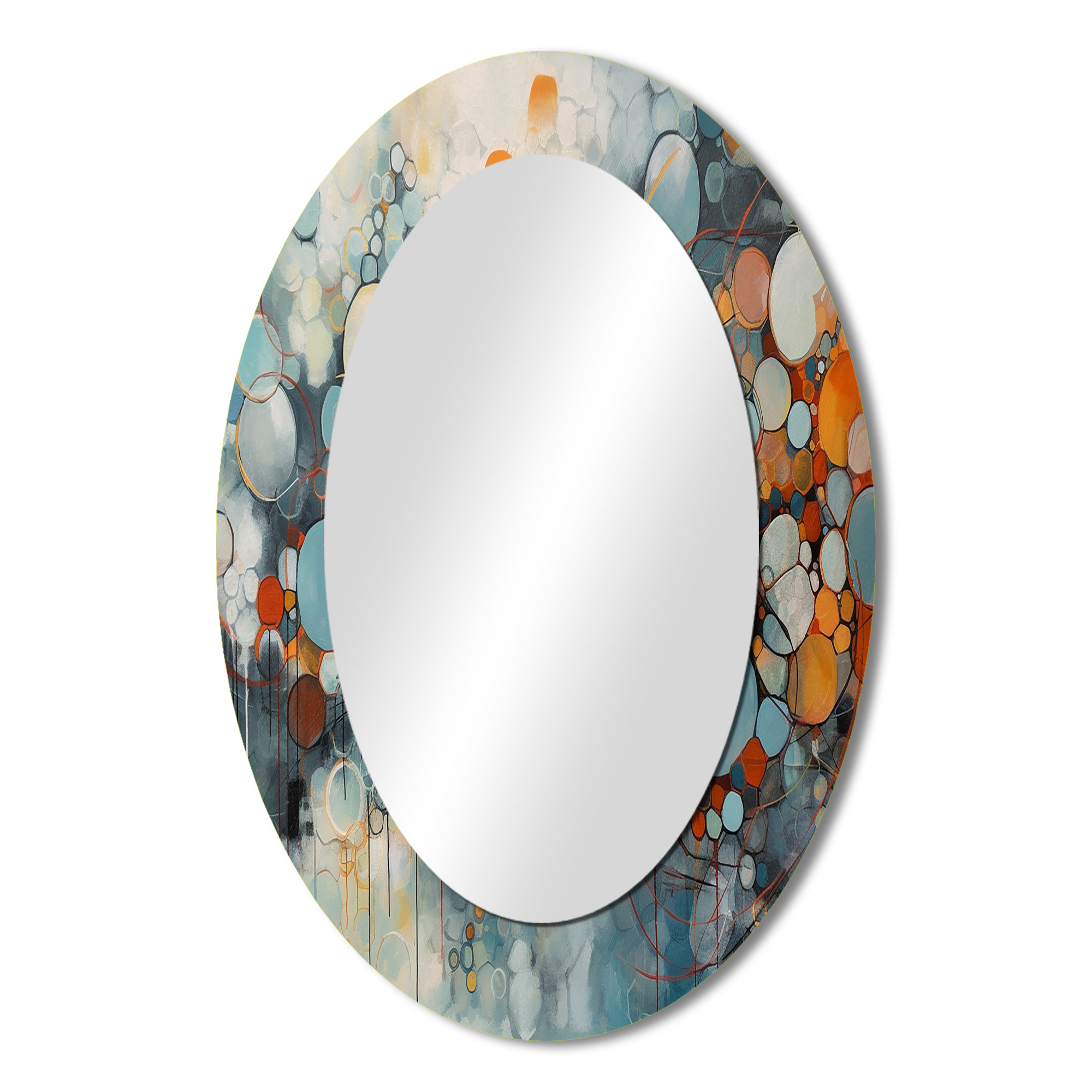 Latitude Run® Orange And Blue Geometric Illusions - Orange Modern Oval ...