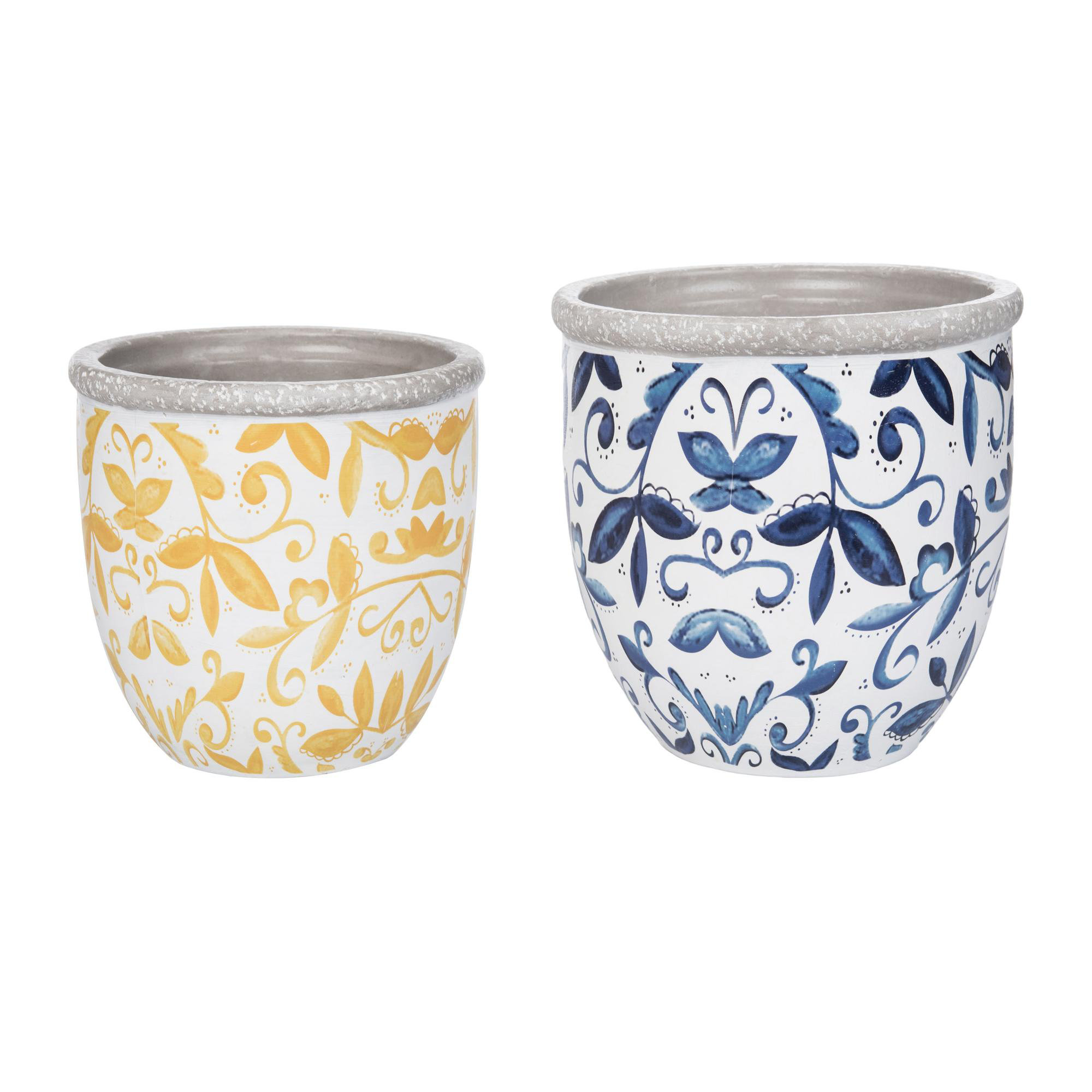 Winston Porter Cement Citrus Indigo Planters Set of 2 Home Decorations ...
