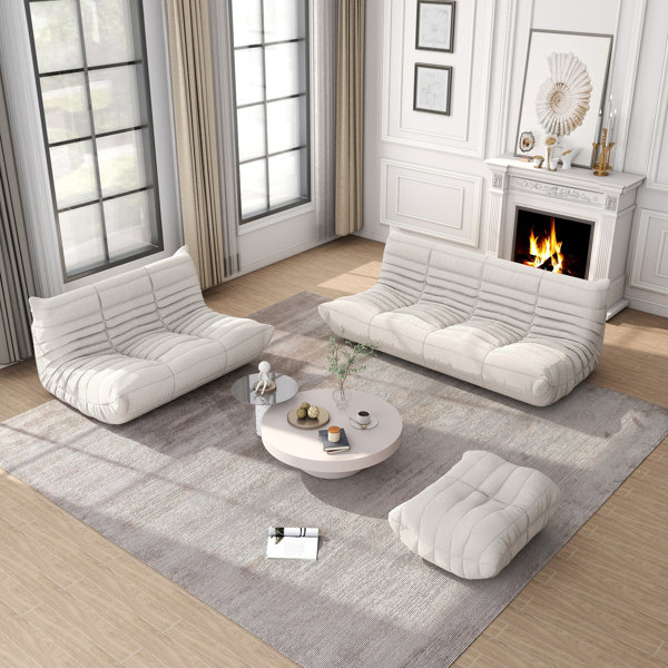 Ivy Bronx Nedek Mid Century Modern Teddy Fabric Lazy Floor Sofa Couch ...