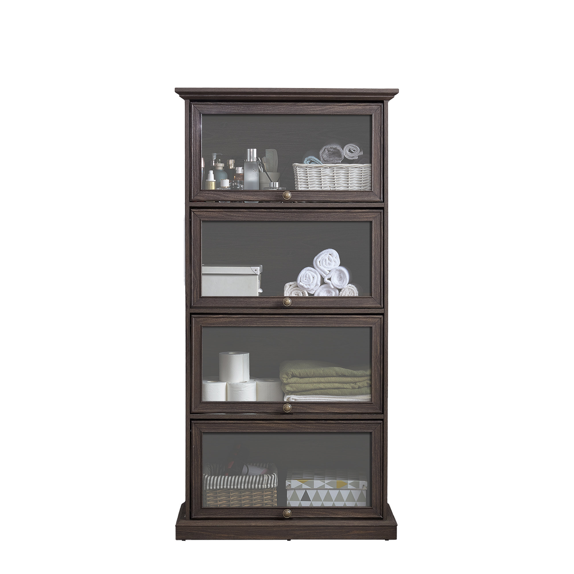 Best Robe Ever 4-Tier Flip-Up Glass Door Cabinet, Wooden Curio Display ...