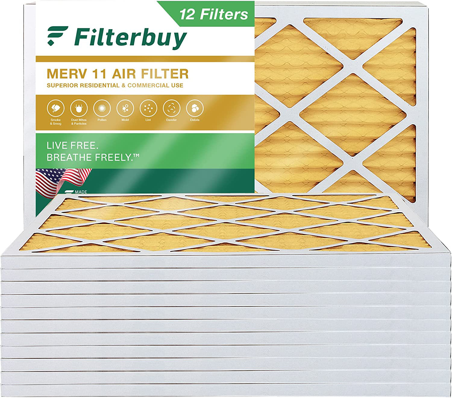 Filterbuy 16x18x1 Air Filter MERV 11, Pleated HVAC AC Furnace Filters ...