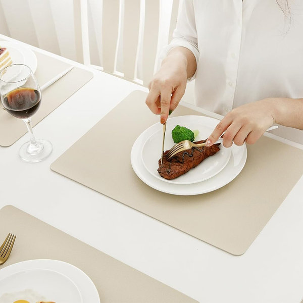 Ebern Designs Placemats Set Of 6, Waterproof Faux Leather Heat ...