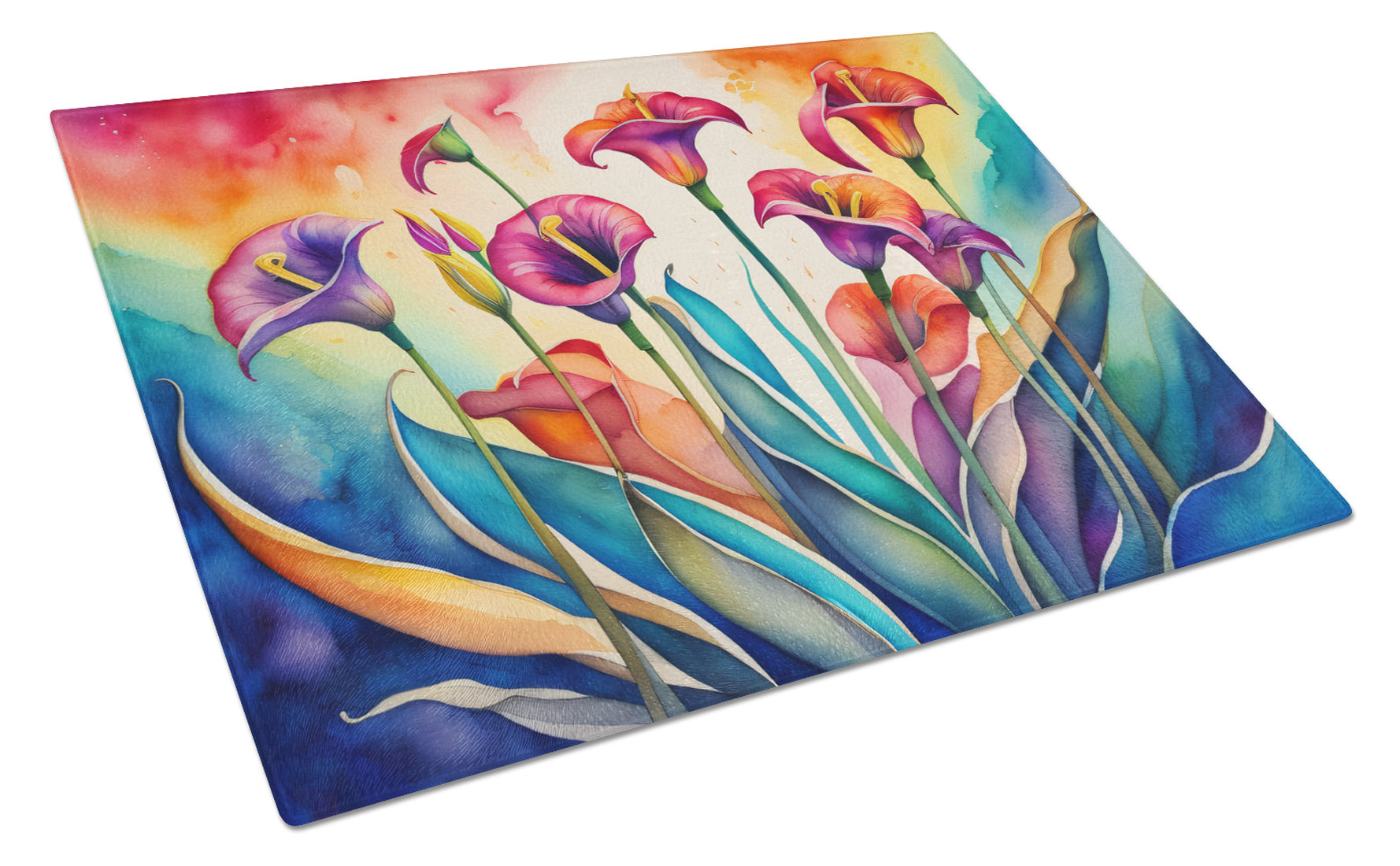 Caroline's Treasures Calla Lilies in Colour Glass Cutting Board Large ...