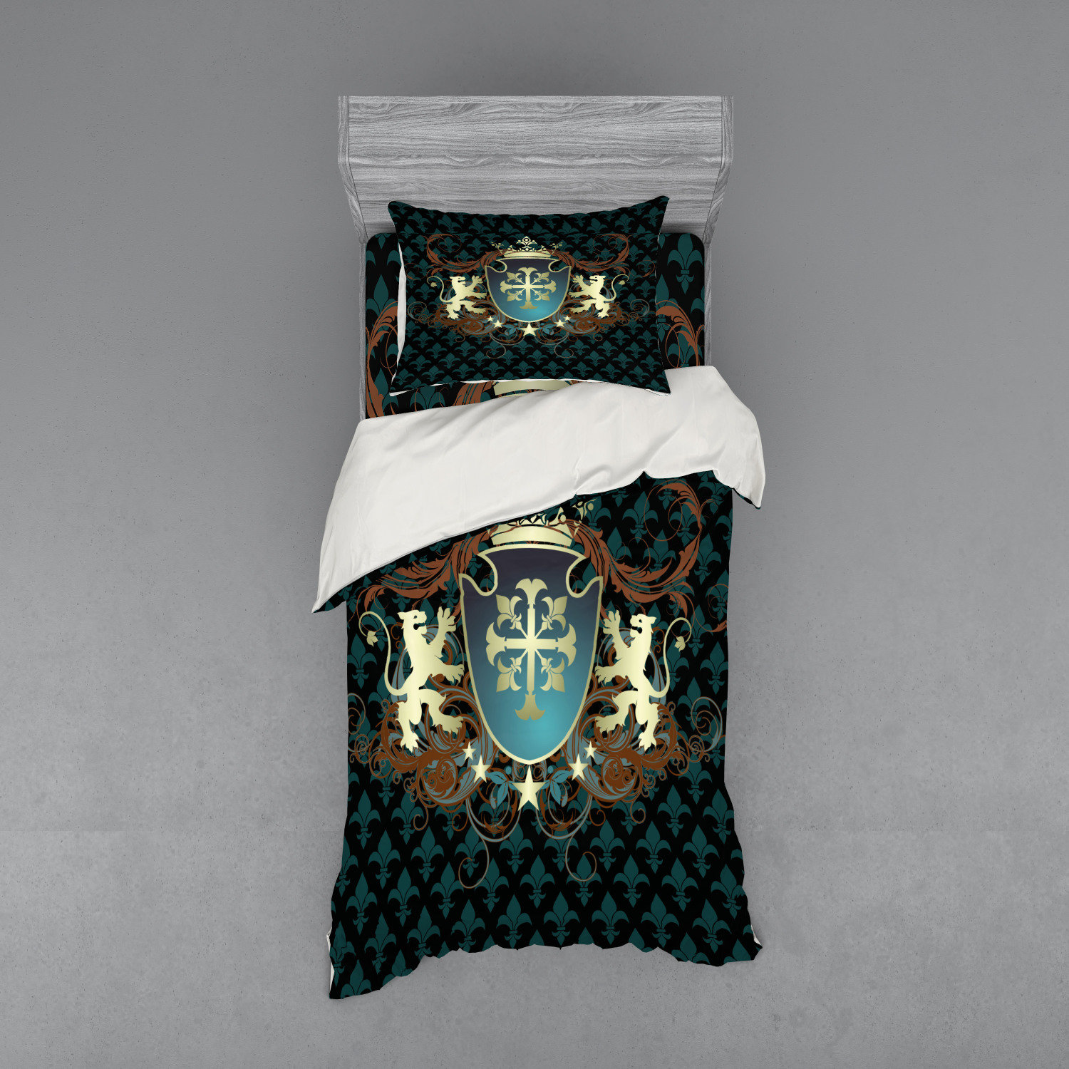 Ambesonne Medieval Teal Microfiber Eclectic Duvet Cover Set | Wayfair