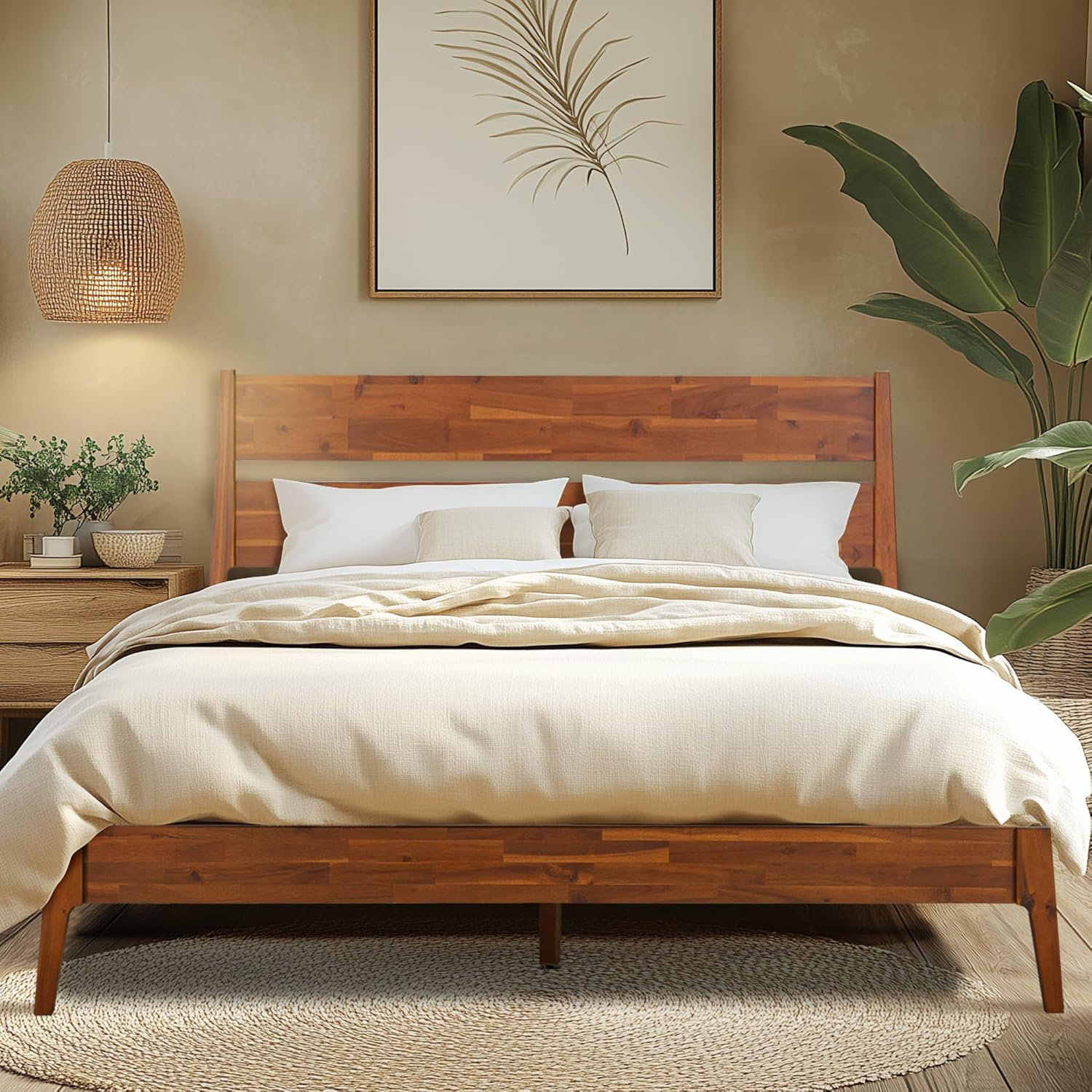 rustic solid wood bed frame