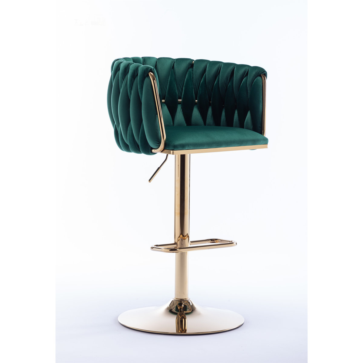 Mercer41 Emerald Green Velvet Bar Stools Set of 2 - Swivel Adjustable ...