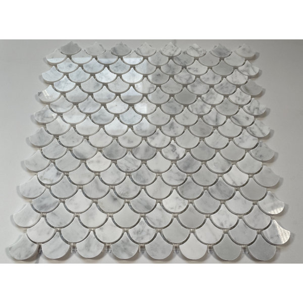 Marble Online 12" x 12" Marble Fish Scale Mosaic Wall & Floor Tile ...