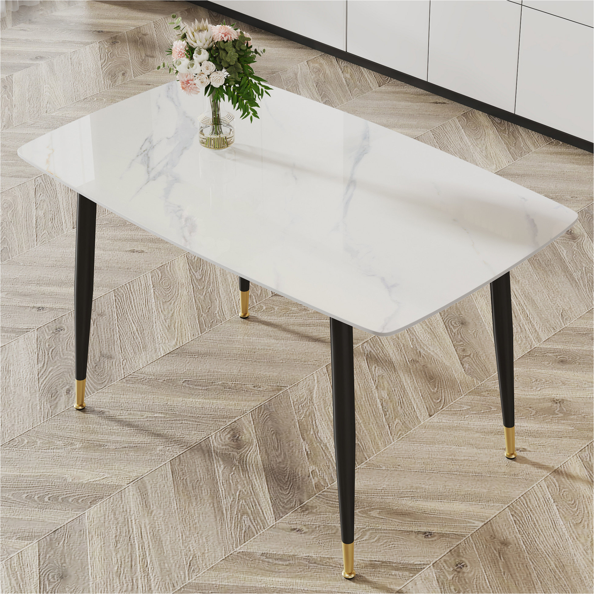 George Oliver Cristina Modern Minimalist Dining Table. White Imitation ...
