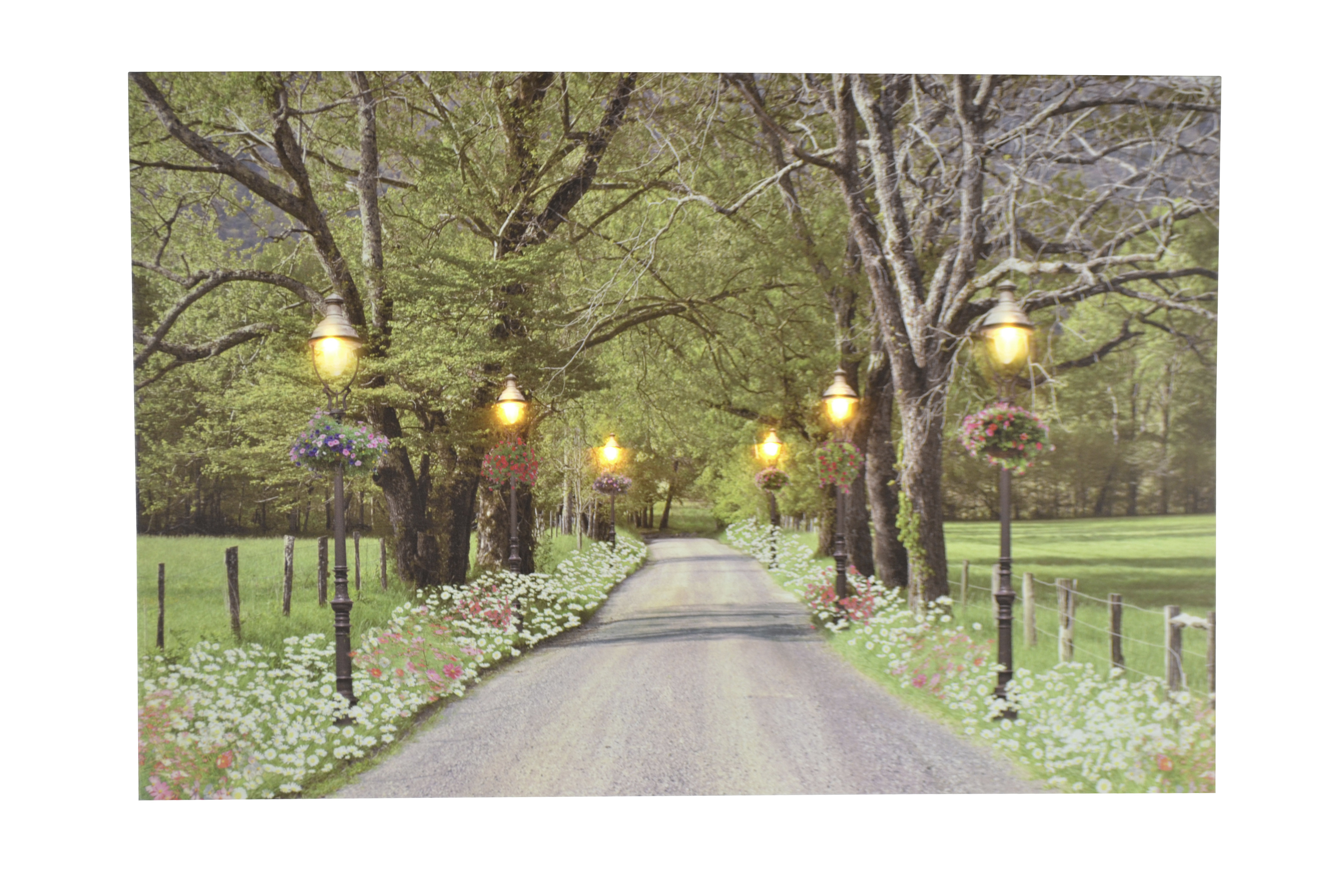 Three Star Im/Ex Inc. LED Backlit Canvas Painting Wall Art Country Road ...