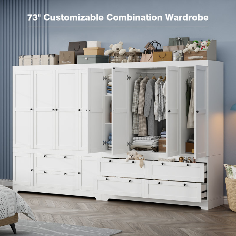 Latitude Run® Extra-Large Modular Wardrobe Armoire With Hanging Rods ...