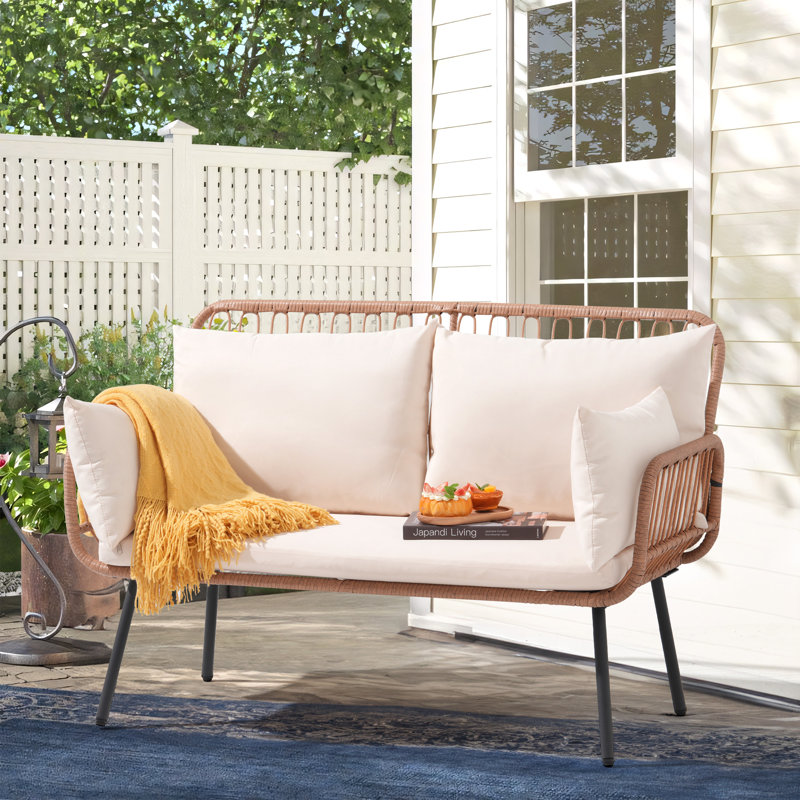 George Oliver Outdoor Rattan Loveseat & Reviews | Wayfair