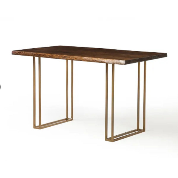 Enzo Decor Solid Wood Top Metal Base Dining Table | Wayfair