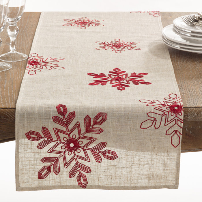 The Holiday Aisle® Rectangle Christmas Polyester Table Runnner ...