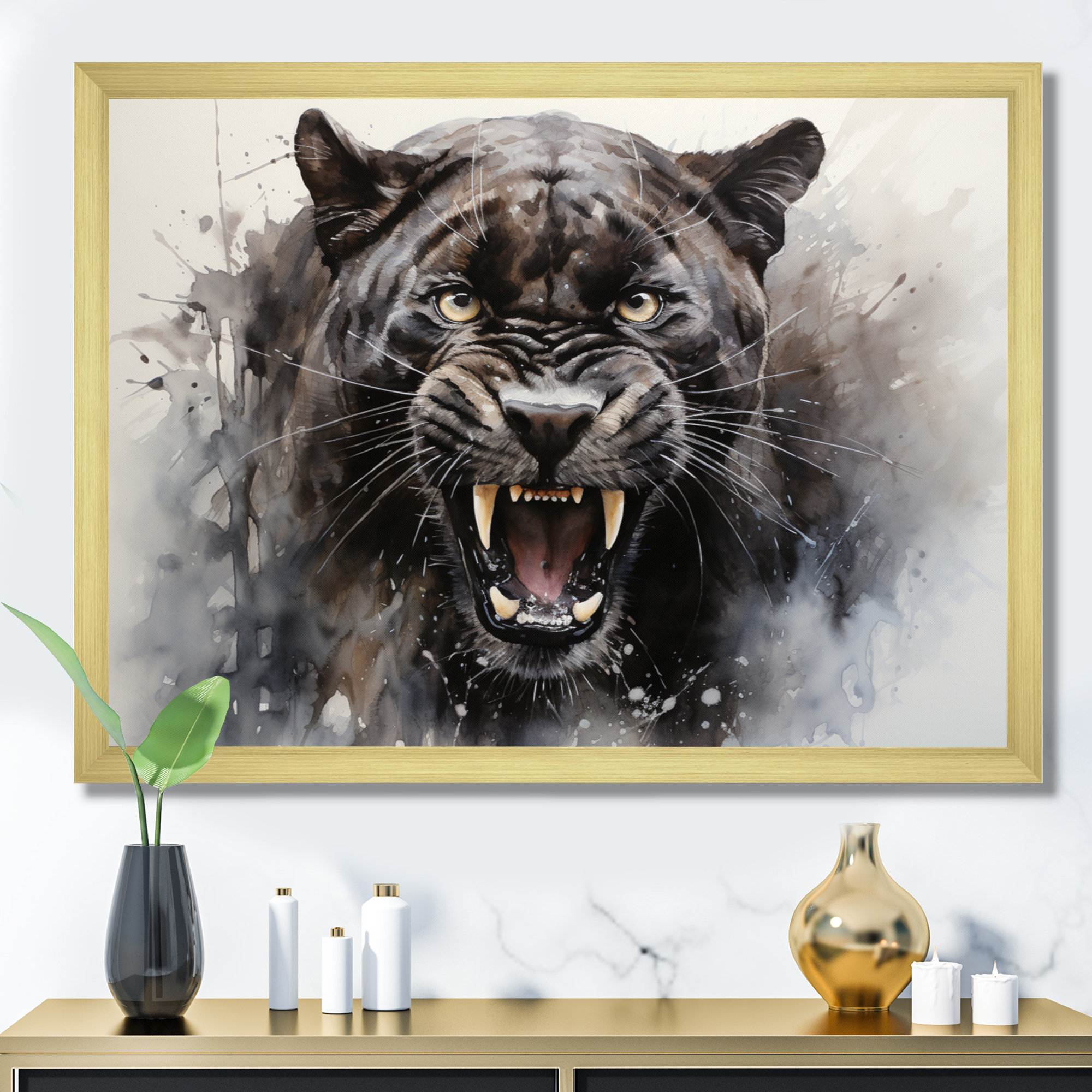 Millwood Pines Berlinde Black Grey Panther Silent Stalker Ink | Wayfair