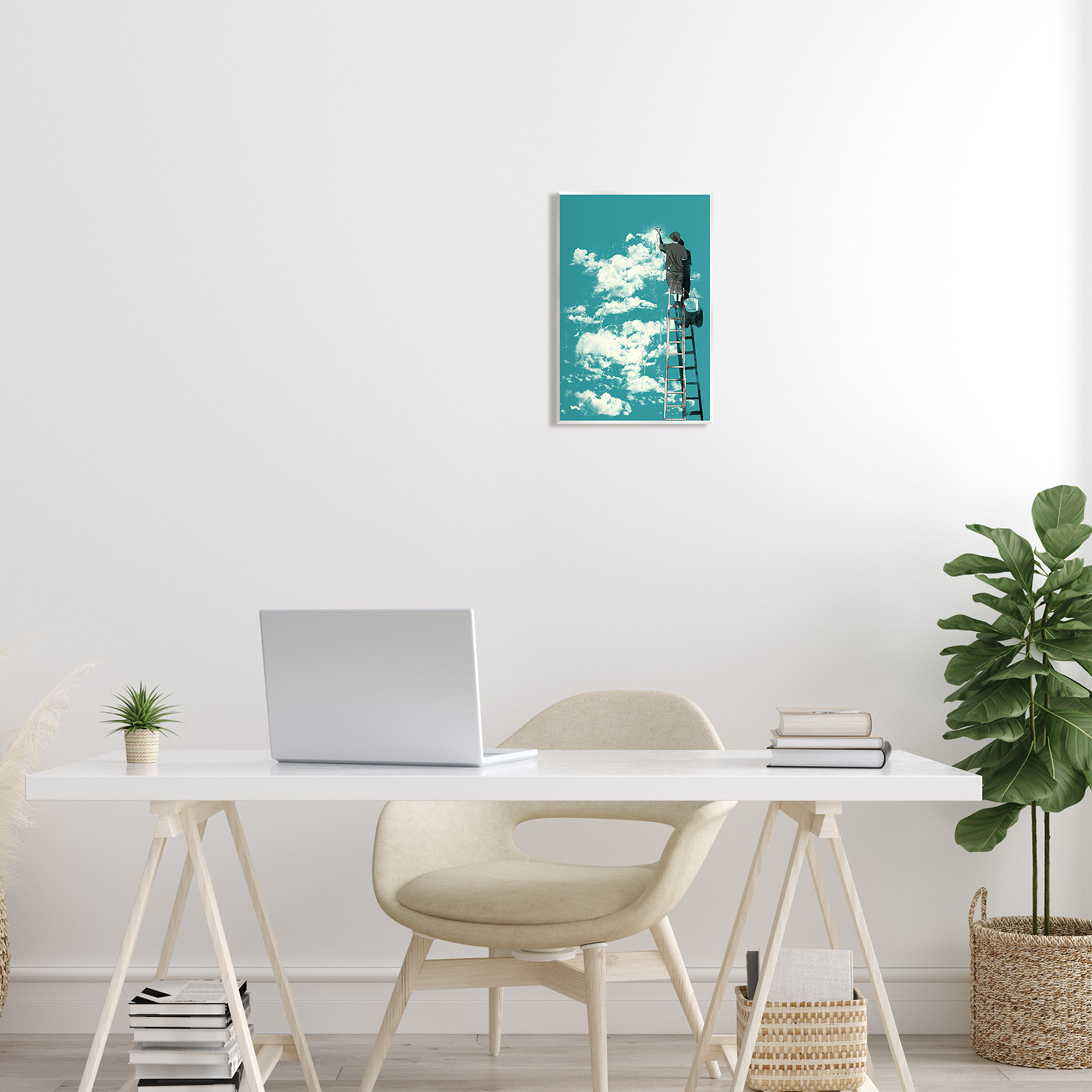 Stupell Industries «Painter On Ladder Conceptual Clouds», art mural par ...