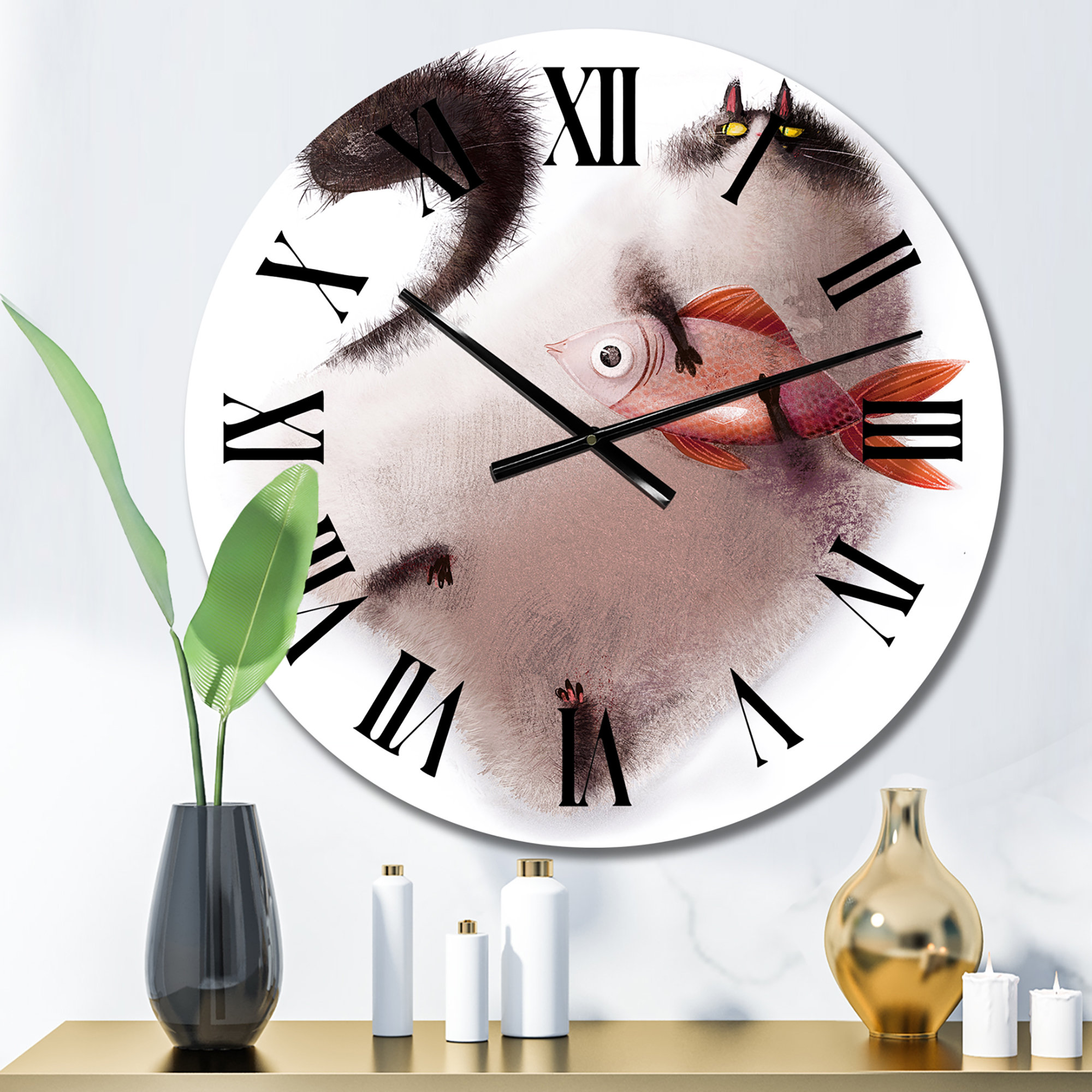 cartoon cat wall clock