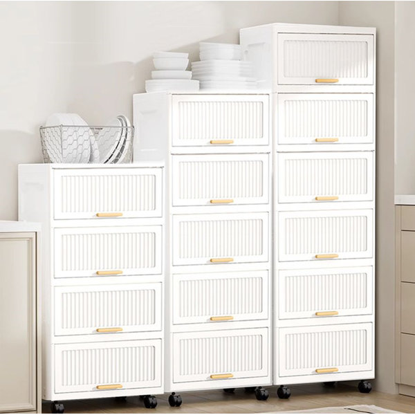 Kozart 15.75" Side Wide 5-Layers Flip Open Storage Box With Wheels ...