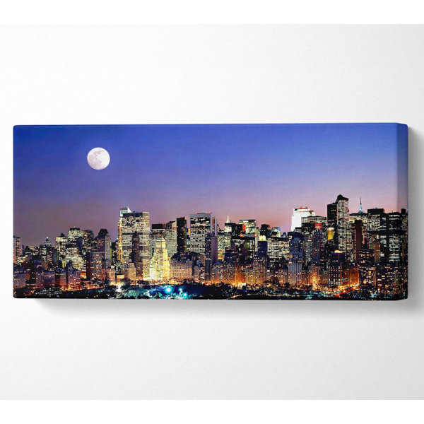 Ebern Designs Moon Over Manhattan - Wrapped Canvas Print | Wayfair.co.uk