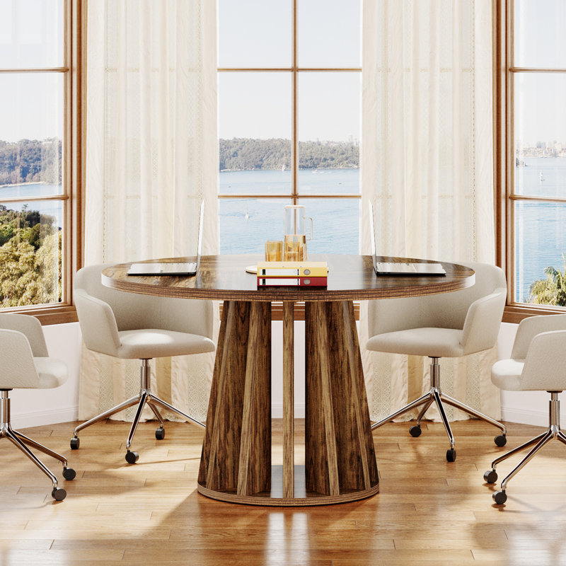 Millwood Pines 47" Round Conference Table For 4-6 People, Round Dining ...