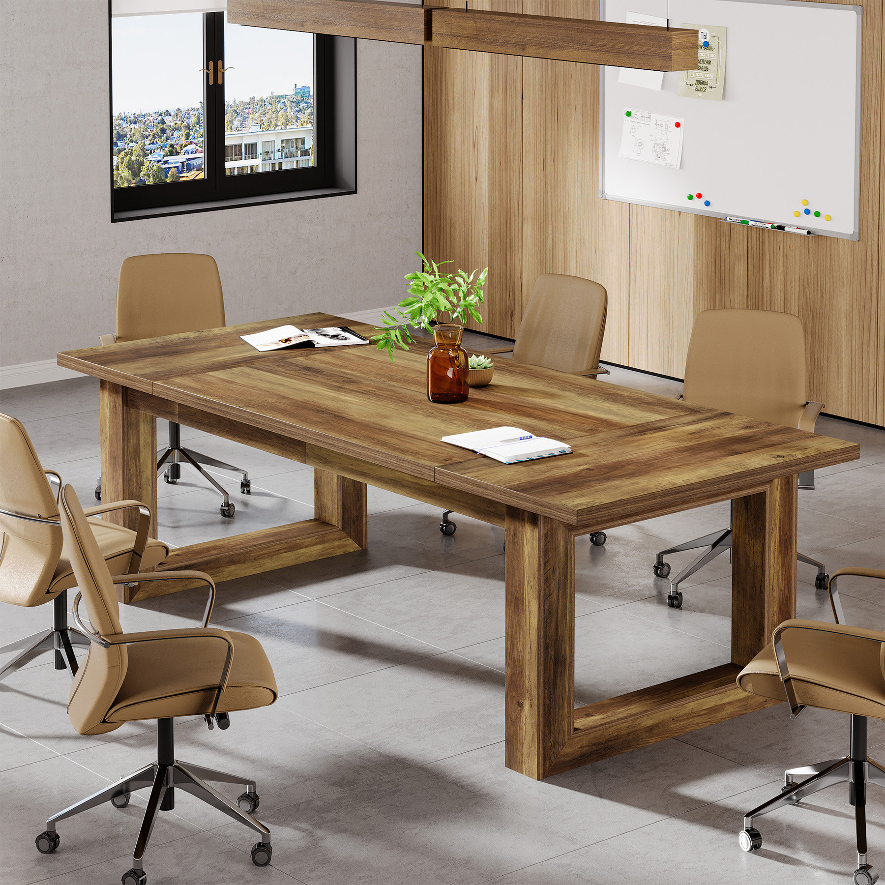 Millwood Pines 10.5Ft Conference Table For 8-10 People, Modern Office ...